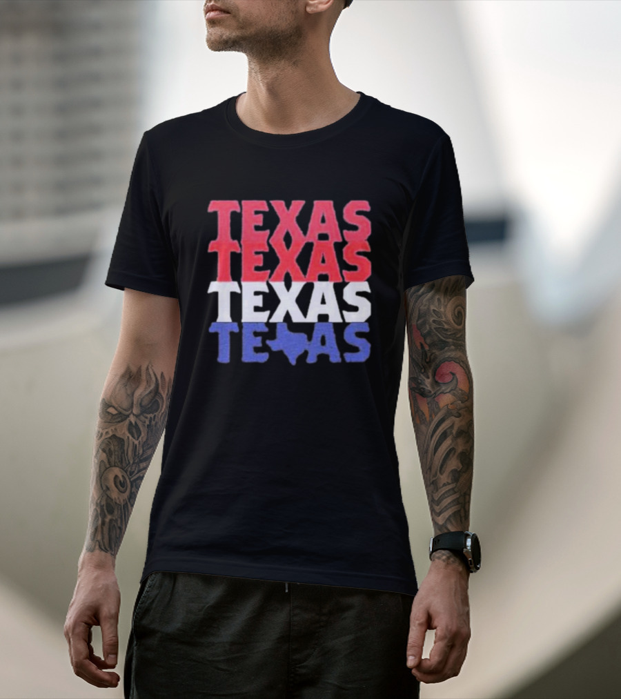 Texas Texas Texas Texas Map Red White Blue T-Shirt
