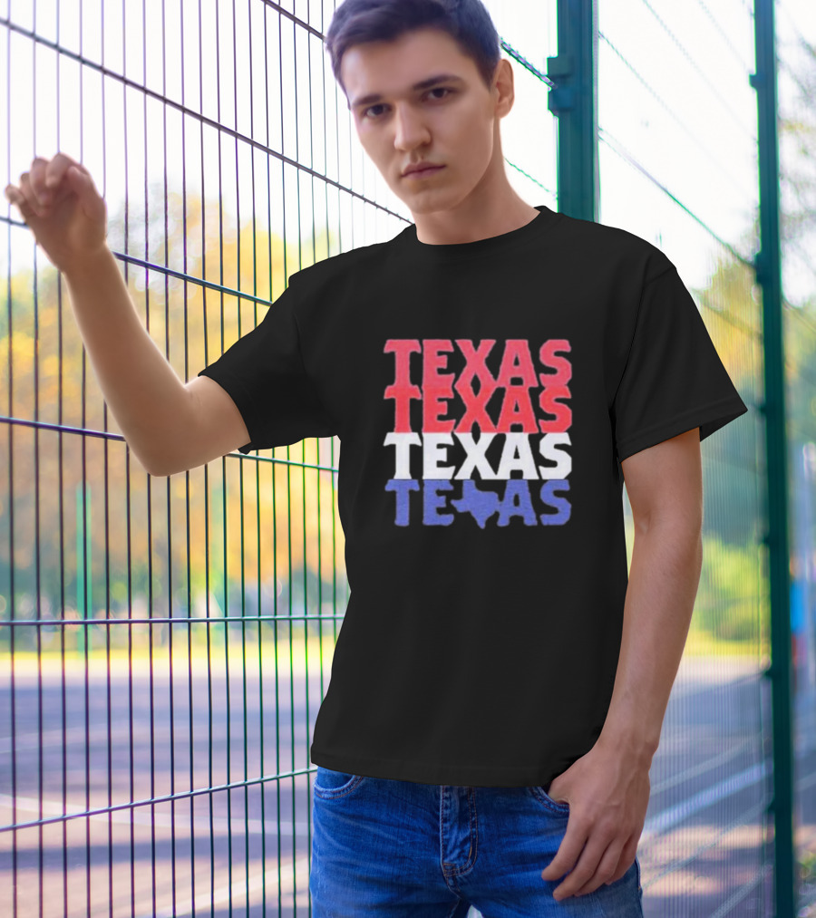 Texas Texas Texas Texas Map Red White Blue T-Shirt