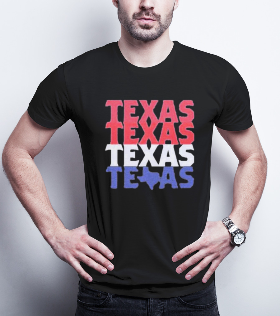 Texas Texas Texas Texas Map Red White Blue T-Shirt
