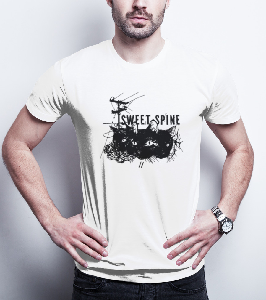 Sweet Spine 3 Headed Cat Dark T-Shirt