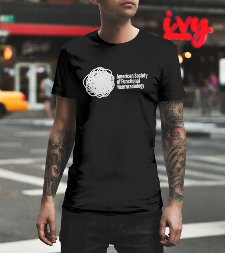 American Society Of Functional Neuroradiology Logo With Abstract Brain T-Shirt