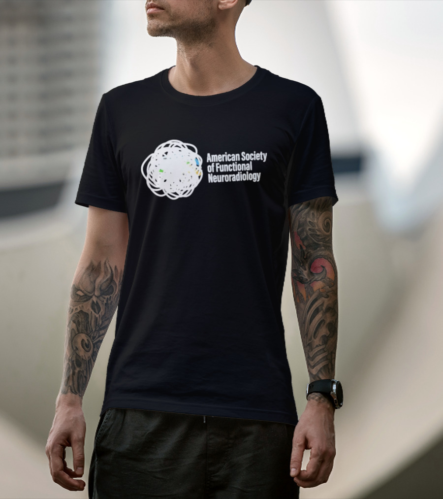 American Society Of Functional Neuroradiology Logo With Abstract Brain T-Shirt