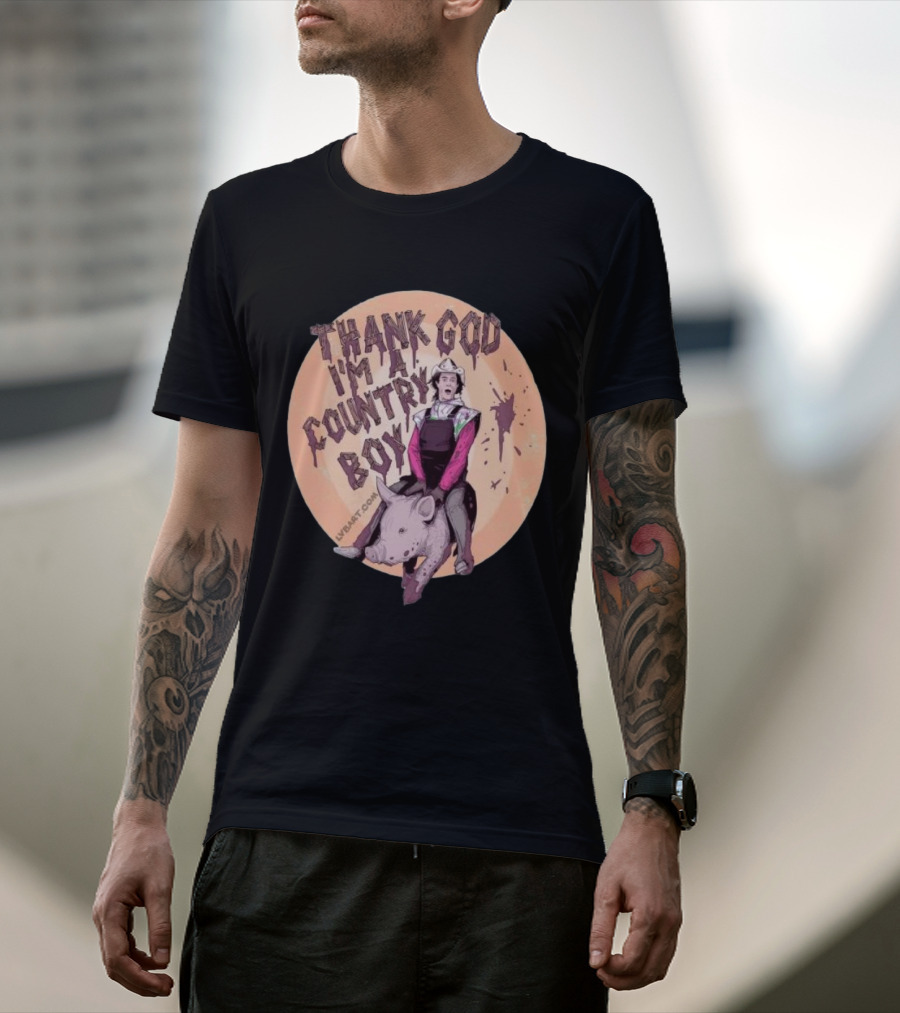Thank God I'm A Country Boy Riding Pigman T-Shirt
