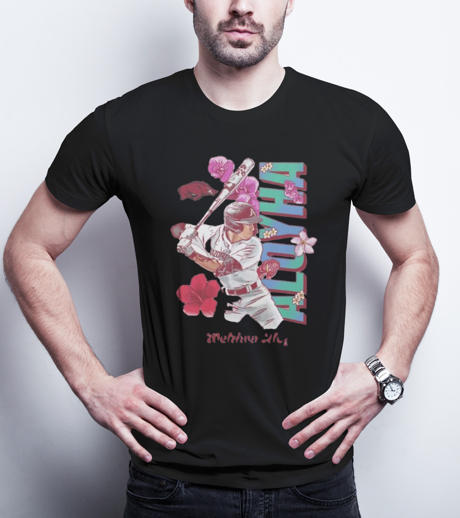 Wehiwa Aloyha Aloy Arkansas Baseball Flowers T-Shirt