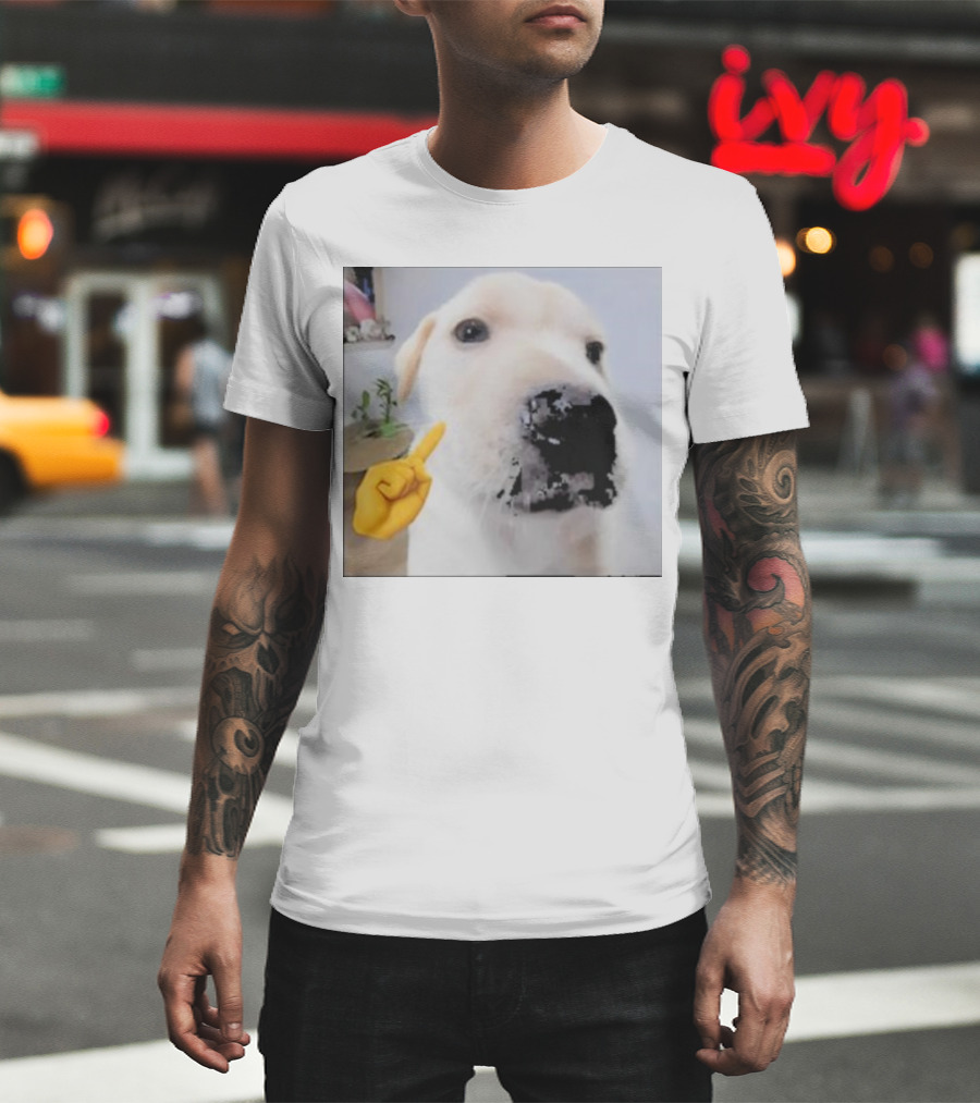 Mewing Cringe Cute Dog Meme Emoji Interaction T-Shirt