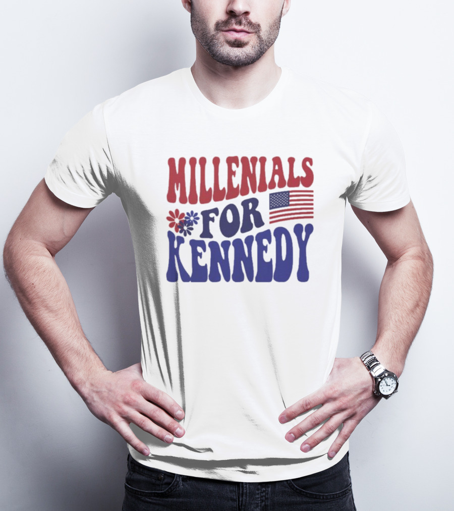 Millennials For Kennedy American Flag Flower Power T-Shirt