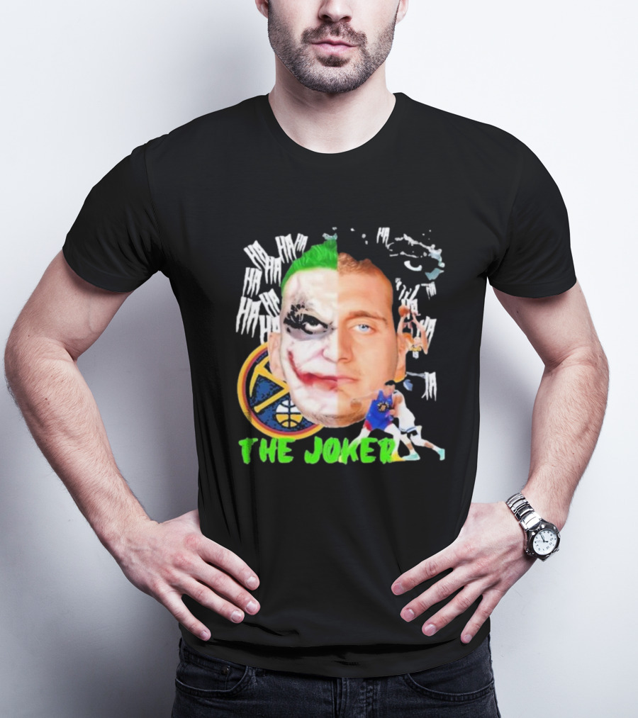 Nikola Jokic The Joker Face Featuring Denver Nuggets Basketball References T-Shirt