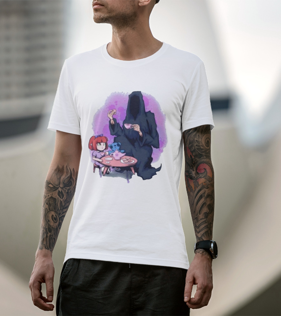 Tea Party With Grim Reaper And Little Girl T-Shirt