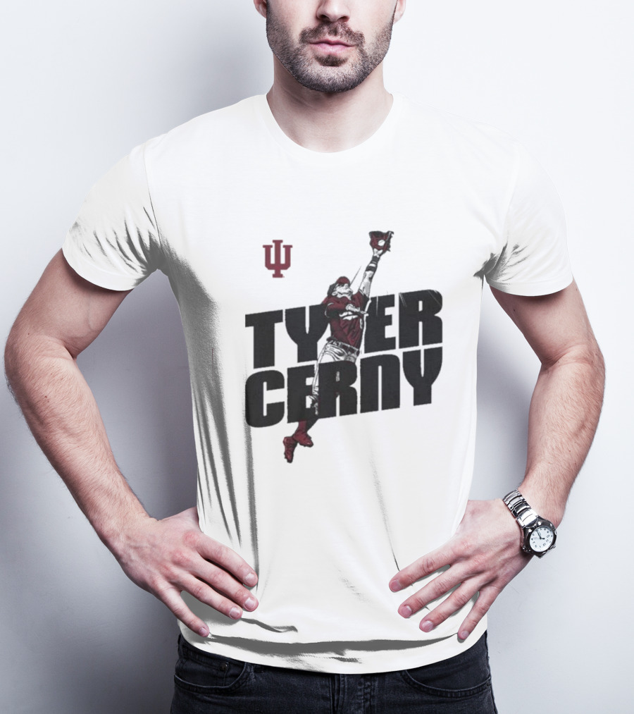 Tyler Cerny Baseball Indiana University Jumping Catch T-Shirt