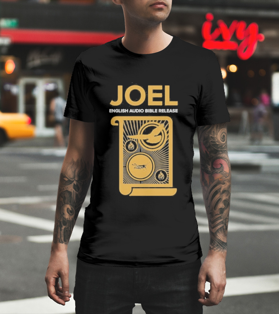 JOEL English Audio Bible Release Scroll Locust Bird Flame Icons T-Shirt