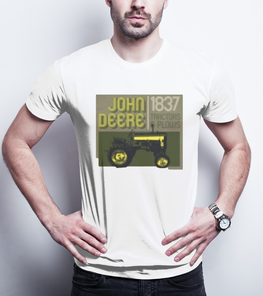 John Deere 1837 Tractors Plows Vintage Logo With Green Tractor Iconic T-Shirt