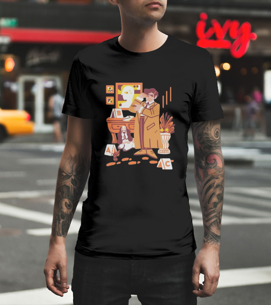 Just One More Thing Columbo Detective Classic Scene With Dog And ABC Cards T-Shirt