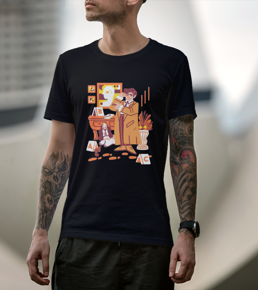 Just One More Thing Columbo Detective Classic Scene With Dog And ABC Cards T-Shirt