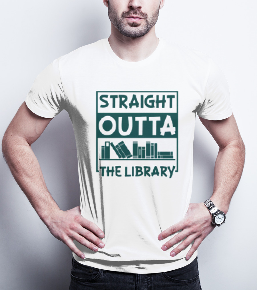Straight Outta The Library Bookshelves Concept T-Shirt