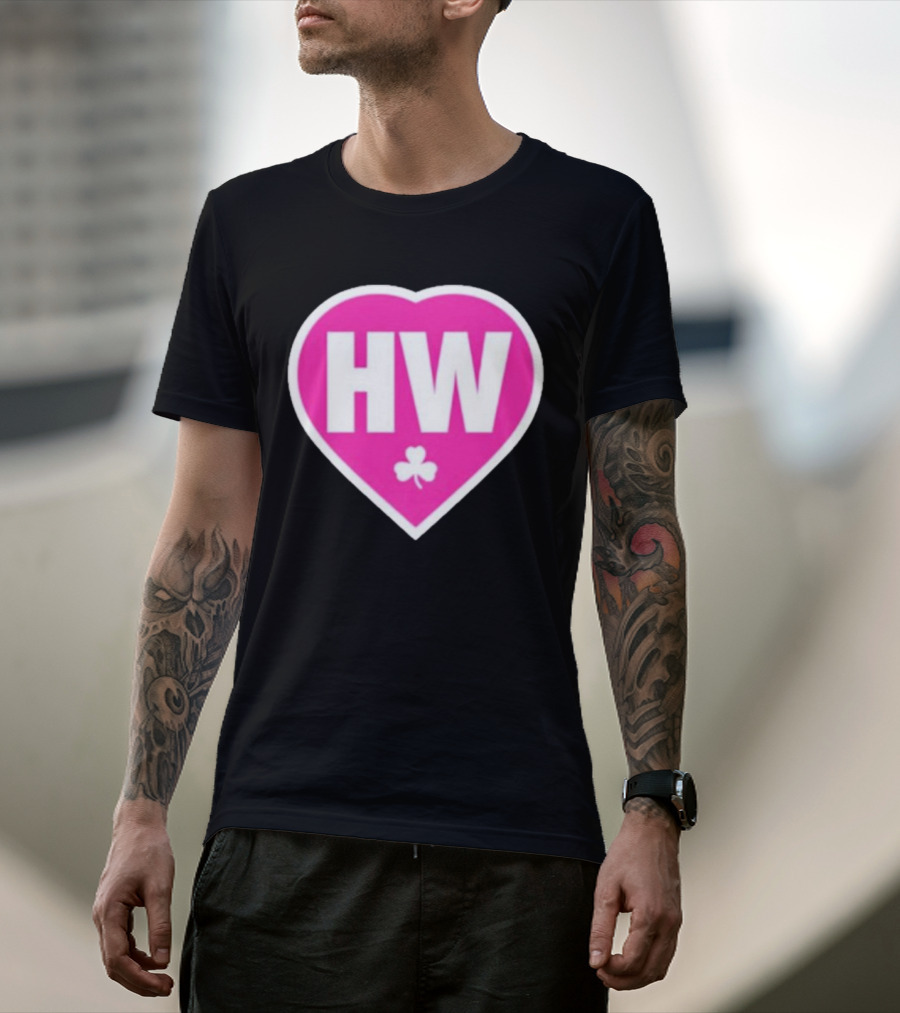 Celtics HW Heart With Pink Clover Move4Heather T-Shirt