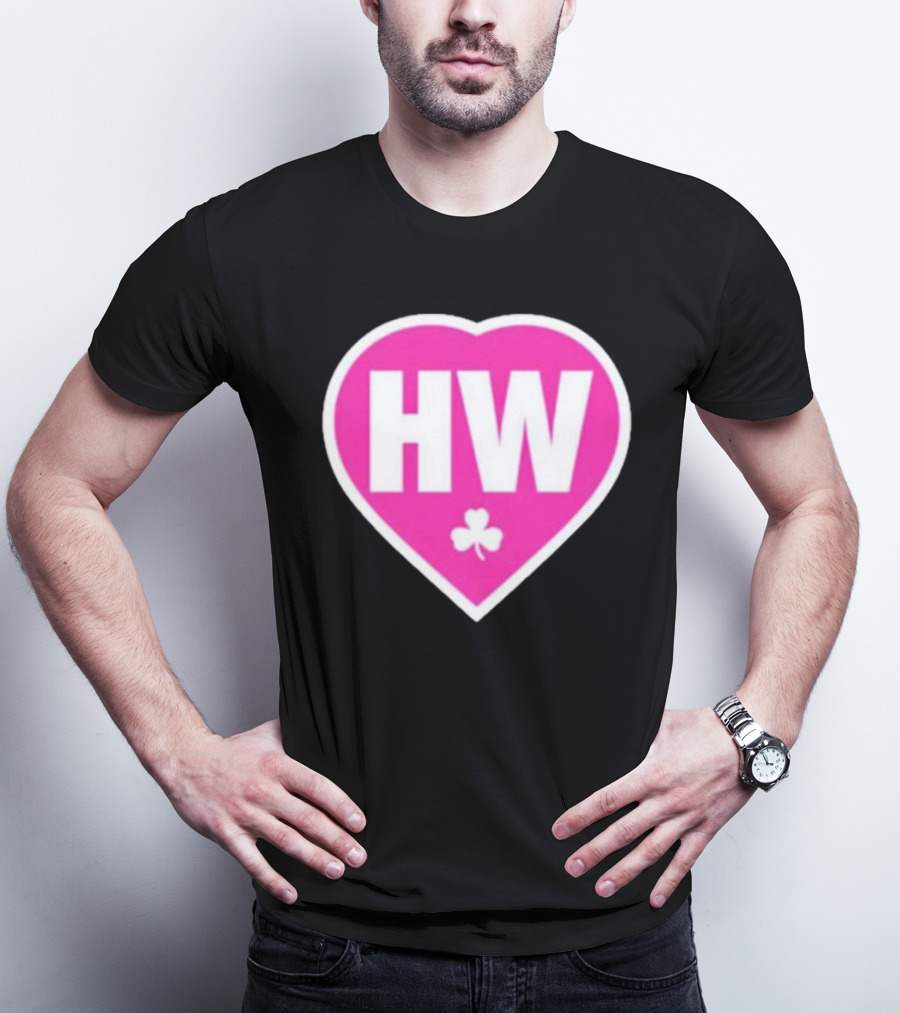 Celtics HW Heart With Pink Clover Move4Heather T-Shirt