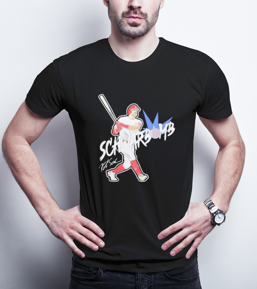 Schwarbomb Illustrated Baseball Swing With Signature Elements T-Shirt