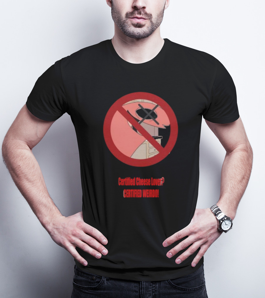 Certified Cheese Lover Certified Weirdo Dj Spitz No Face Silhouette In Red Circle T-Shirt