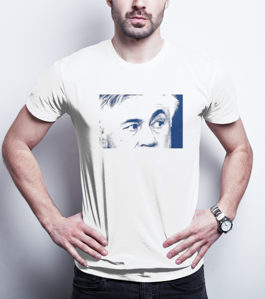 Don Carlo Ancelotti Eyes AOF Images In Blue T-Shirt