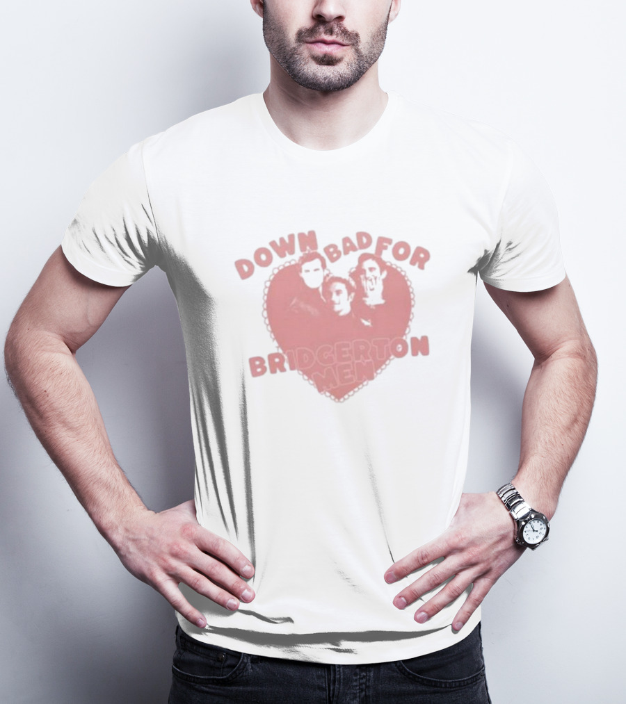 Down Bad For Bridgerton Men Heart Trio T-Shirt