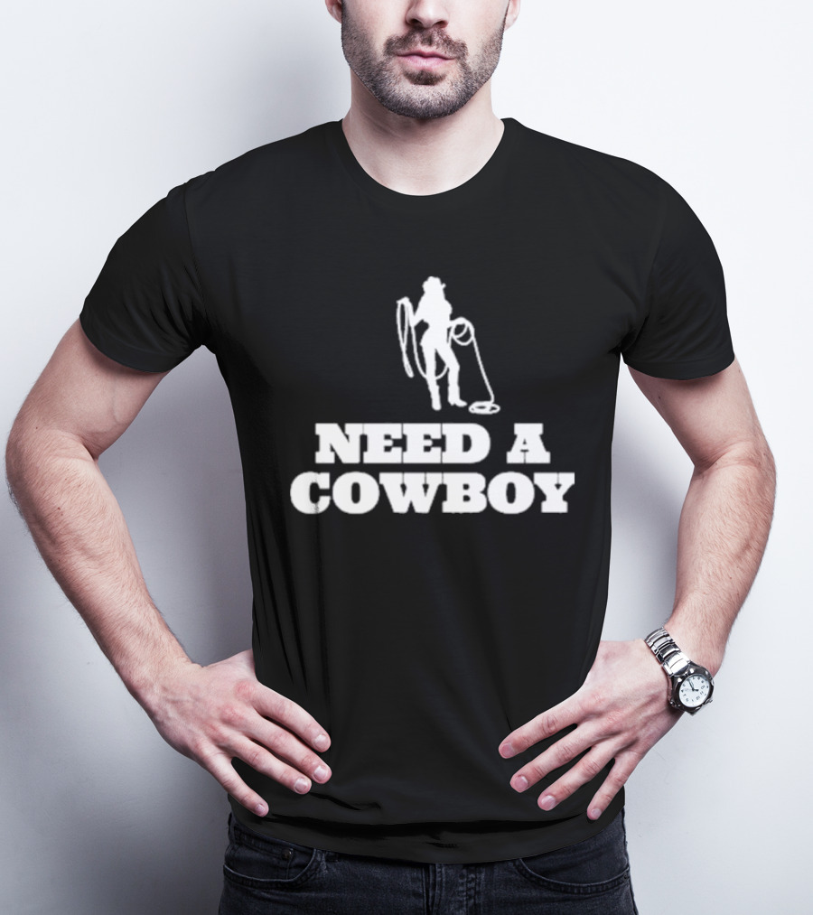Ellesong Need A Cowboy Western Silhouette Rope T-Shirt