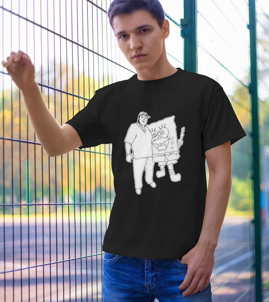 Fake Handshake Tony Spongebob Duo Outline T-Shirt