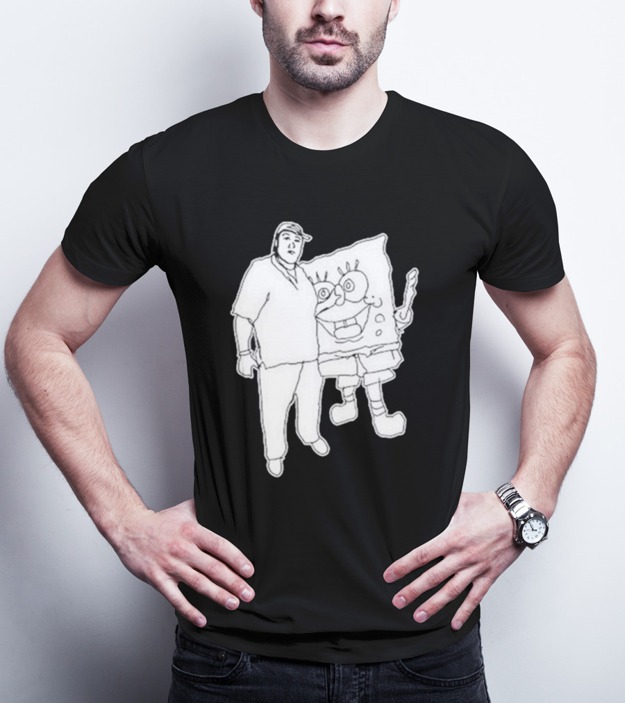 Fake Handshake Tony Spongebob Duo Outline T-Shirt