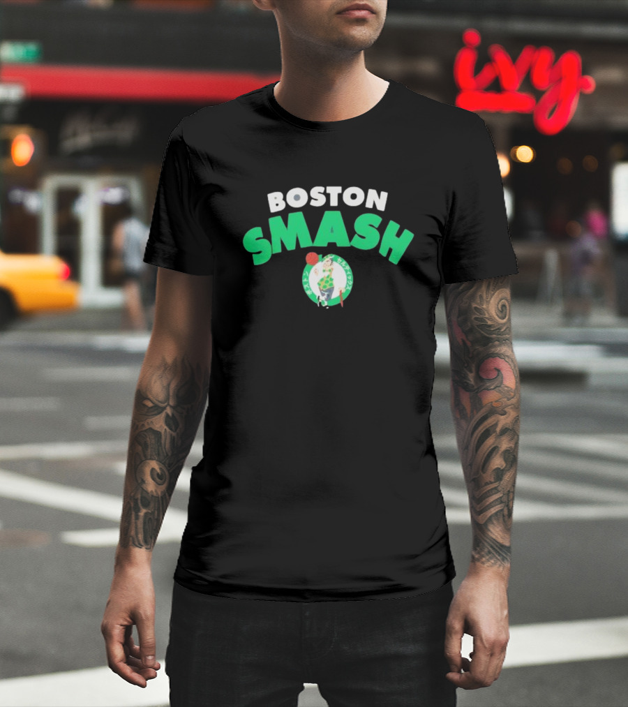 Boston Celtics Smash Basketball Emblem T-Shirt