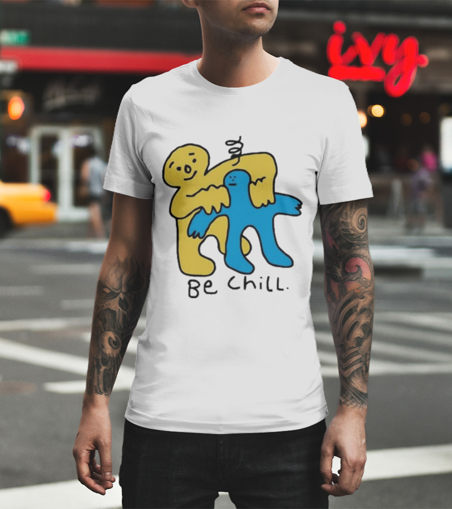 Iwantmyhoney Be Chill Yellow And Blue Figure Hugging T-Shirt