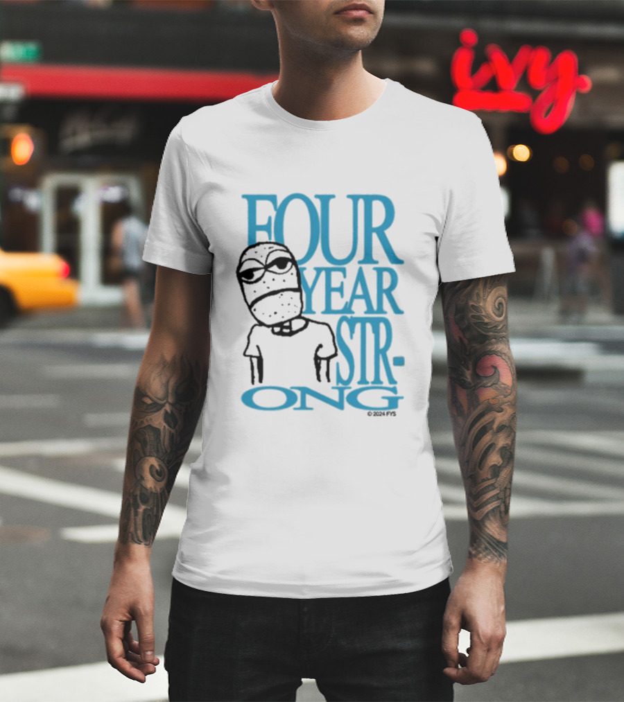 FOUR YEAR STRONG Band Logo With Masked Character T-Shirt