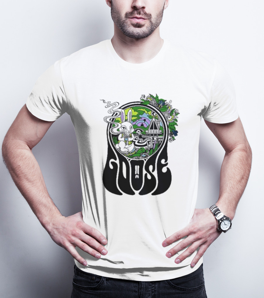 Goose Wonderland Psychedelic Rabbit Forest Portal T-Shirt