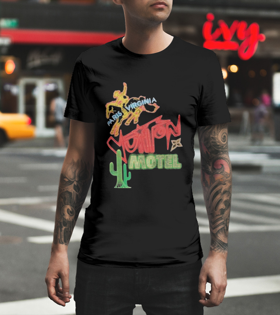 Paris Virginia Vuitton Motel Neon Cactus Cowboy Retro Sign T-Shirt