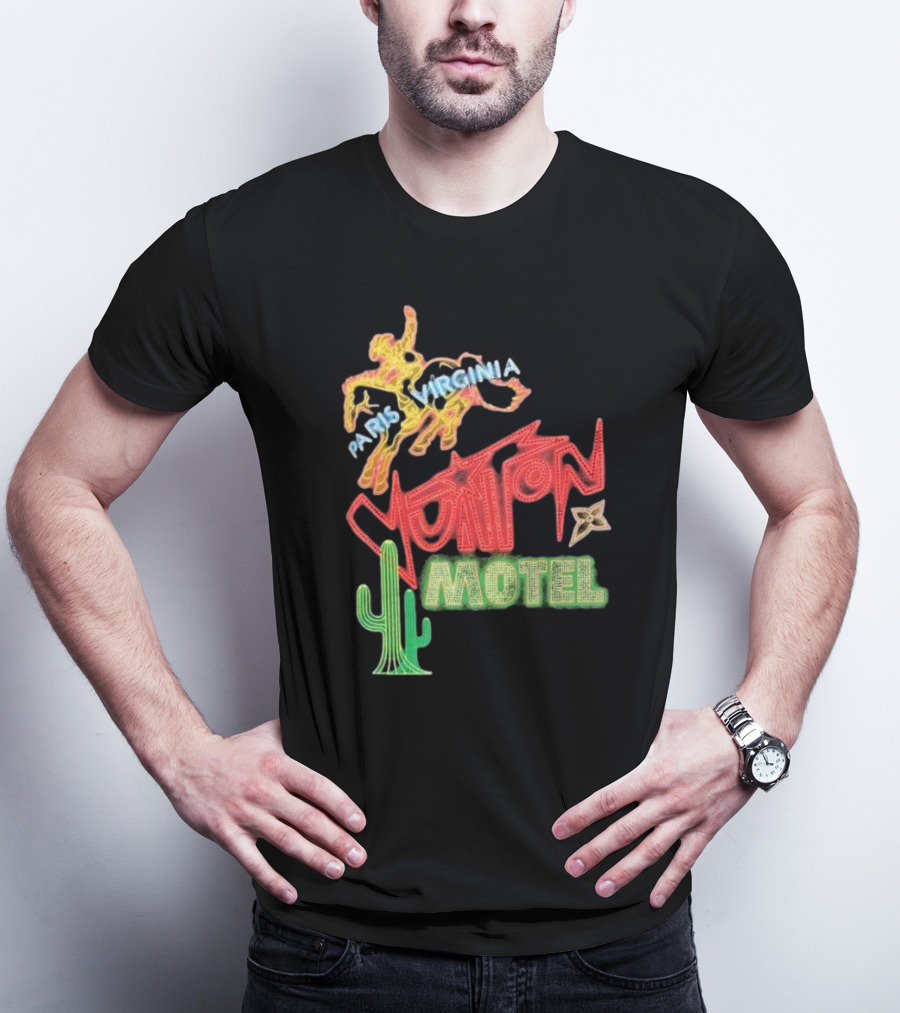 Paris Virginia Vuitton Motel Neon Cactus Cowboy Retro Sign T-Shirt