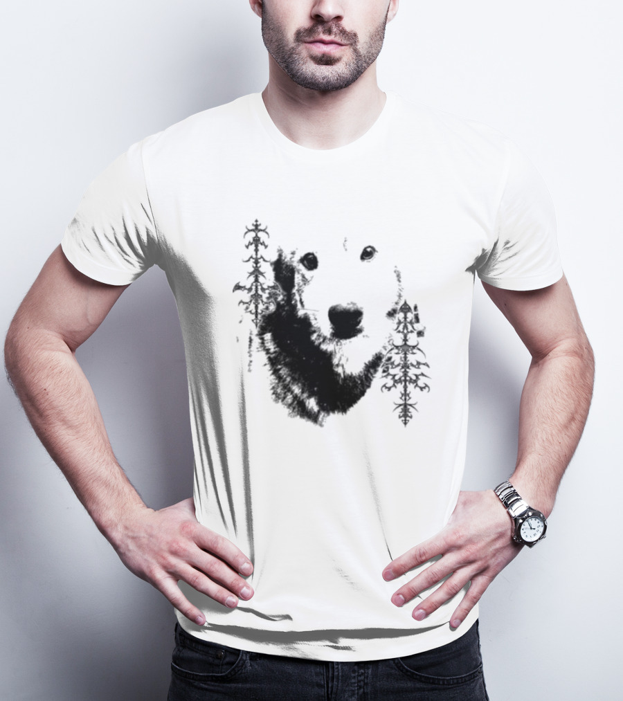 Wolf Face With Stylized Evergreen Trees T-Shirt