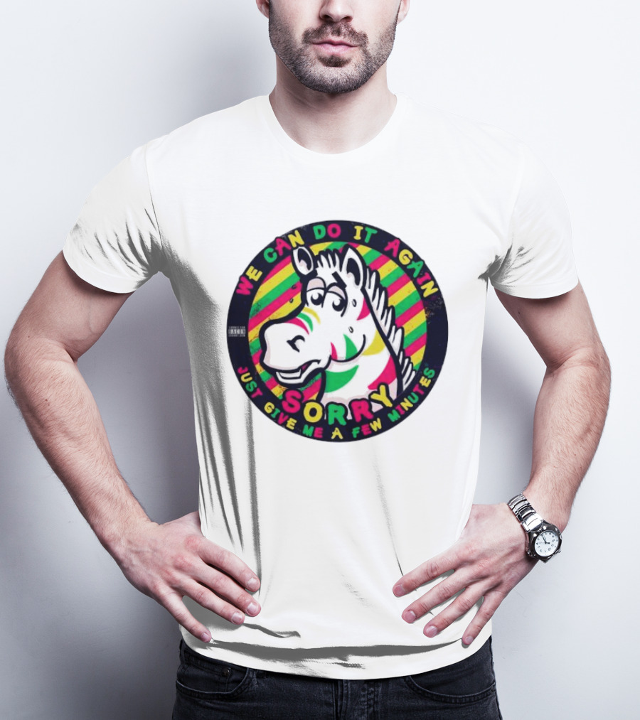 We Can Do It Again Sorry Just Give Me A Few Minutes Rainbow Zebra T-Shirt