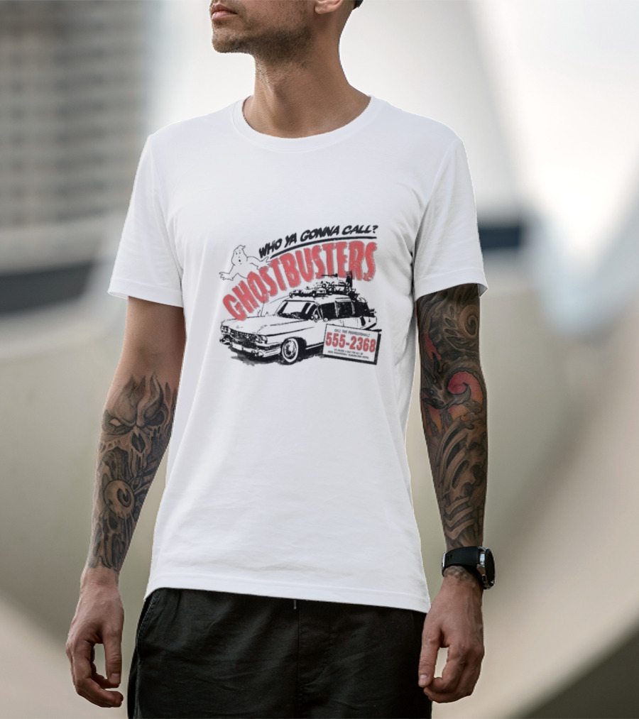 Who Ya Gonna Call Ghostbusters 555 2368 Ectomobile Ghost T-Shirt