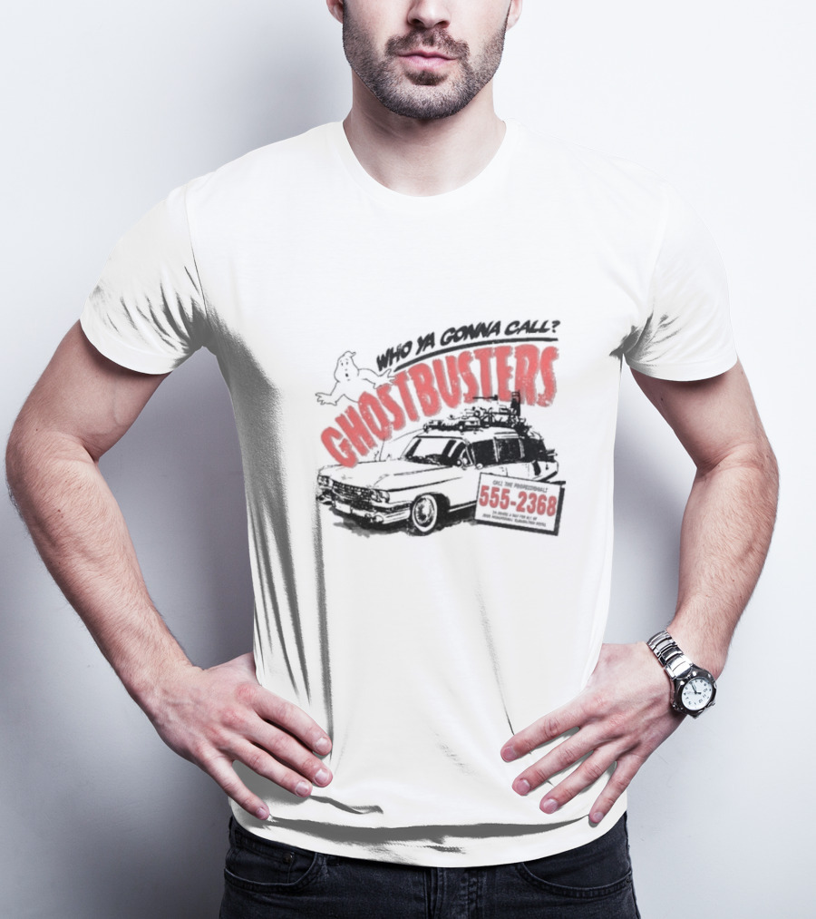 Who Ya Gonna Call Ghostbusters 555 2368 Ectomobile Ghost T-Shirt