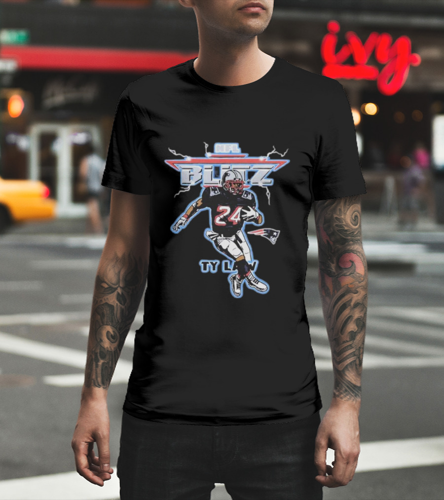 NFL Blitz Patriots Ty Law 24 Running Back T-Shirt