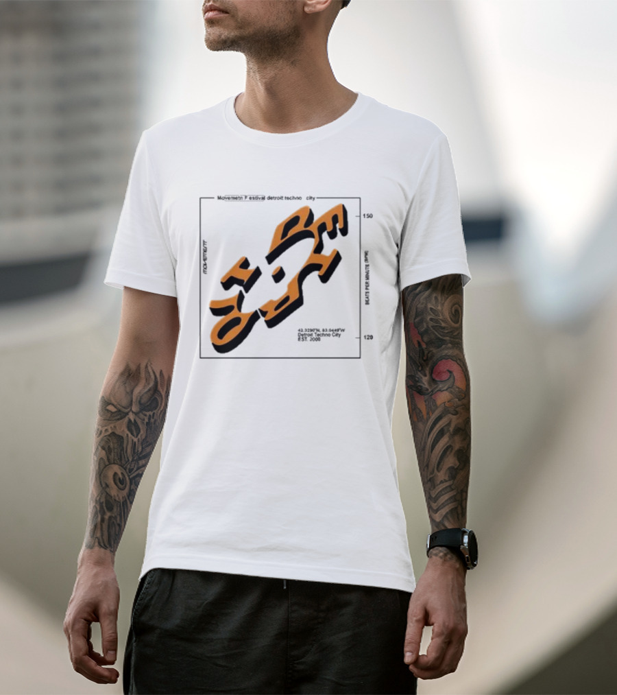 Movement Festival Detroit Techno City EST 2000 45 Heavy Latitude Longitude Coordinates T-Shirt