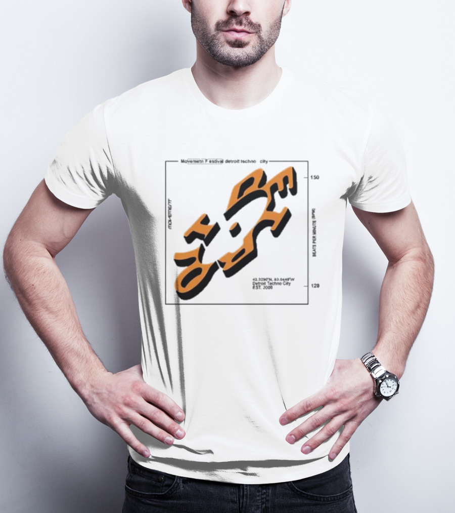 Movement Festival Detroit Techno City EST 2000 45 Heavy Latitude Longitude Coordinates T-Shirt