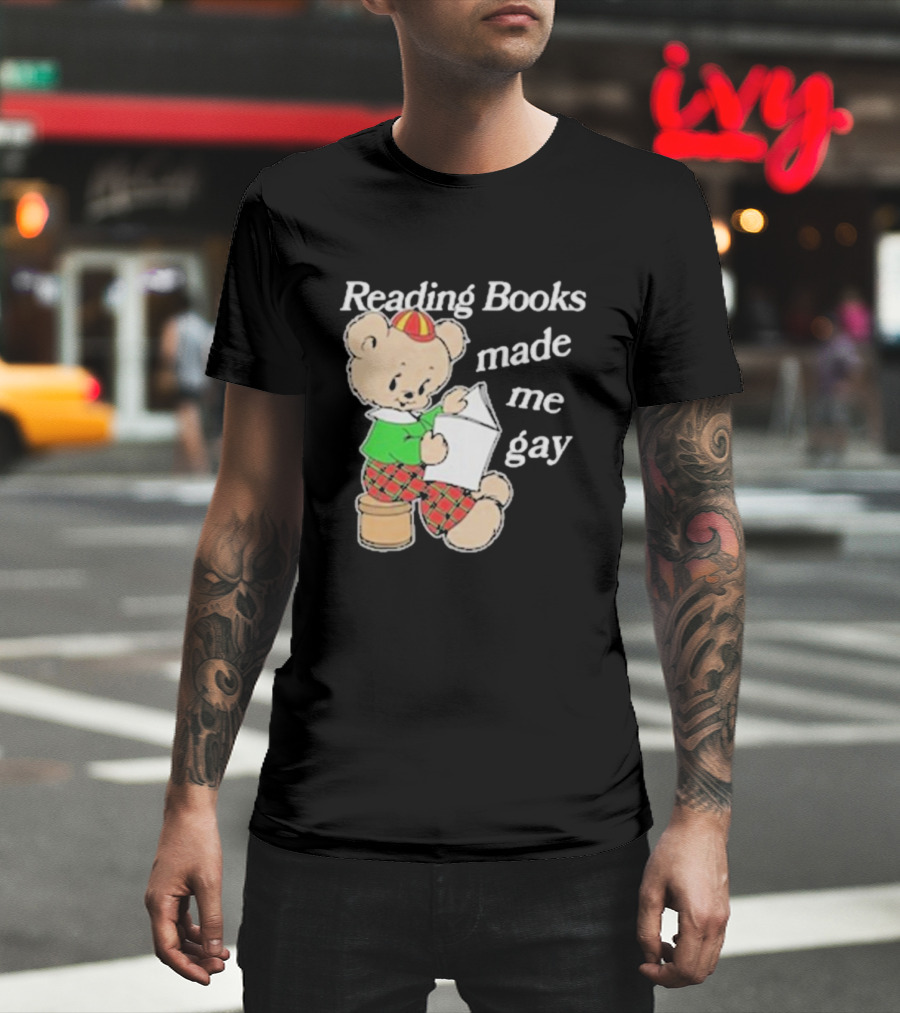 Reading Books Made Me Gay Teddy Bear In Plaid T-Shirt