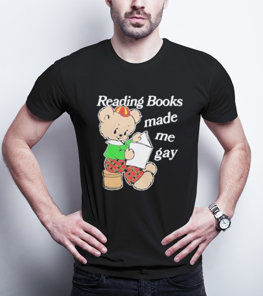 Reading Books Made Me Gay Teddy Bear In Plaid T-Shirt