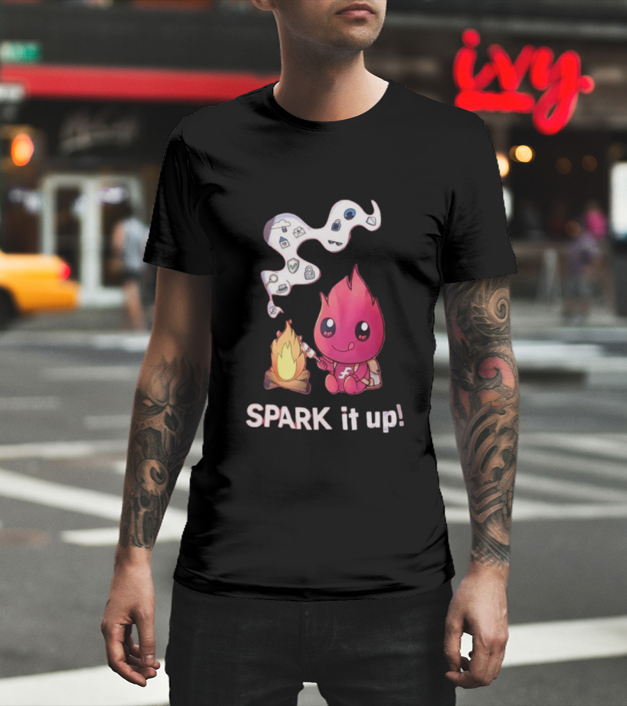 Spark It Up Cute Child Fire Roasting Marshmallow With Iconic Symbols T-Shirt