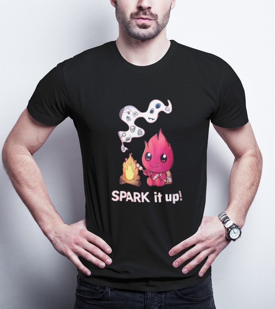 Spark It Up Cute Child Fire Roasting Marshmallow With Iconic Symbols T-Shirt