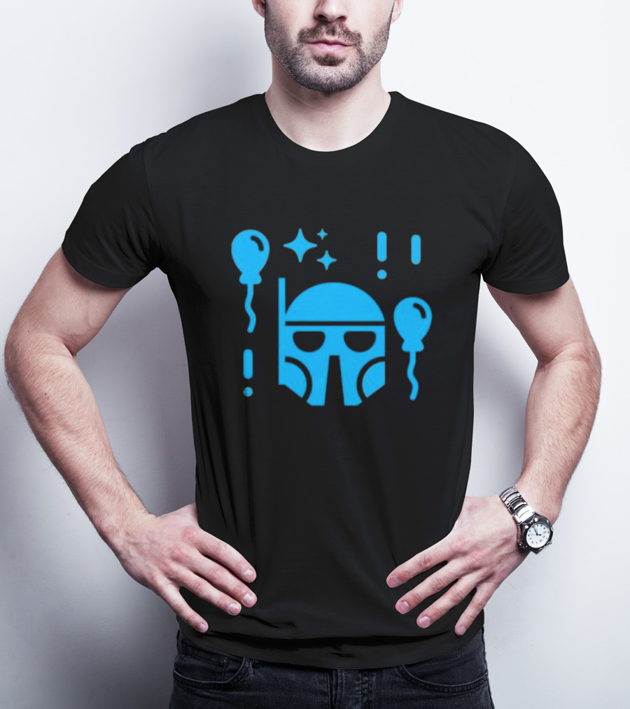 Boba Fett Helmet With Balloons And Stars Youth Star Wars Day T-Shirt