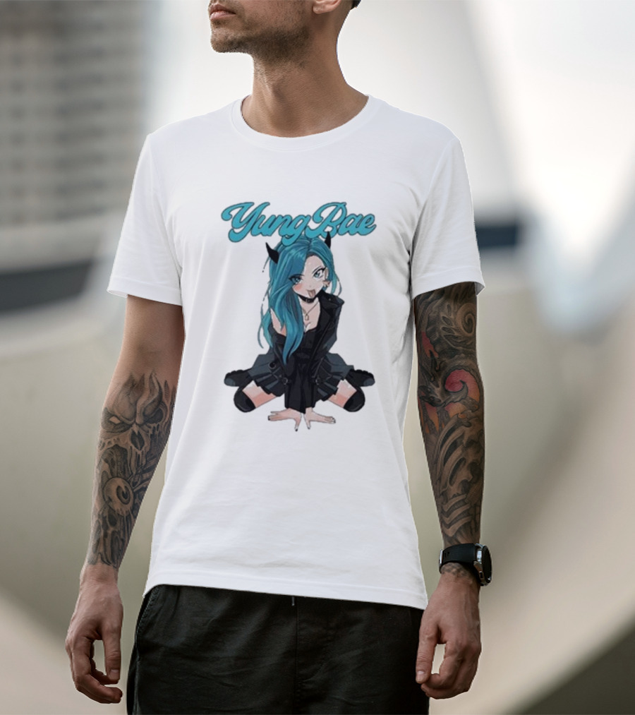 Yung Rae Blue-Haired Goth Anime Girl T-Shirt