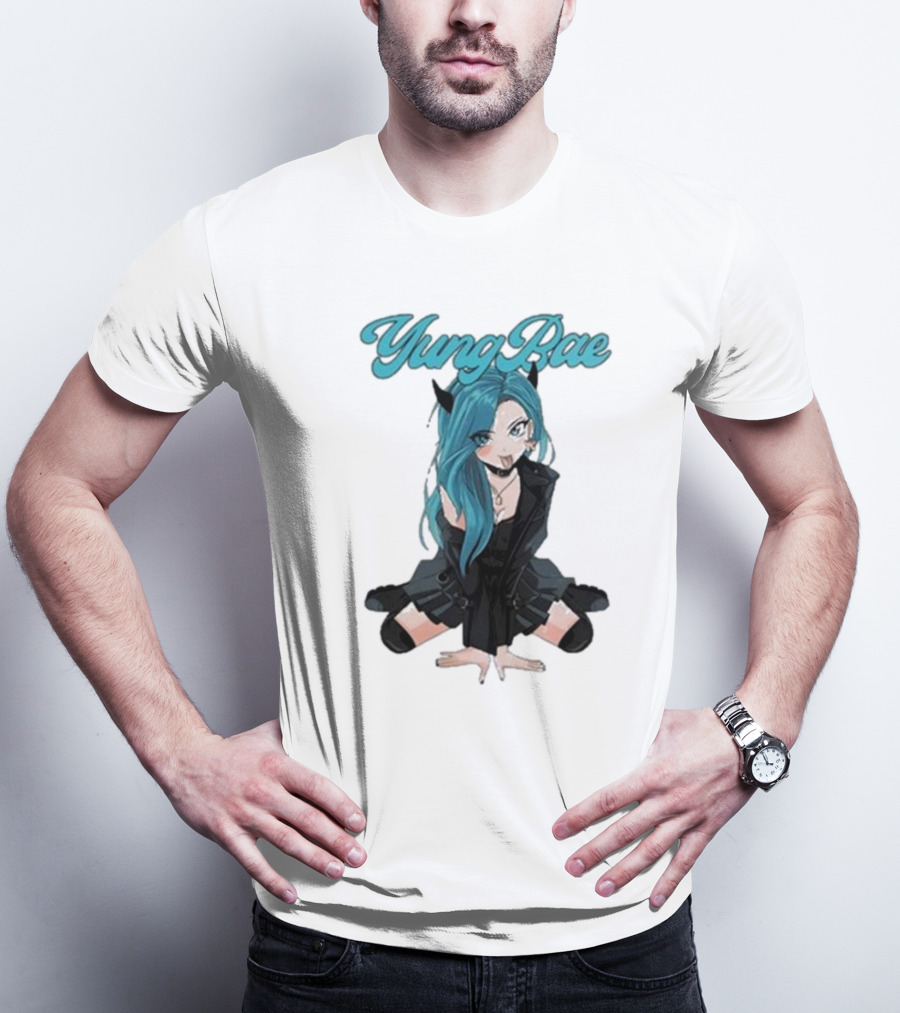Yung Rae Blue-Haired Goth Anime Girl T-Shirt
