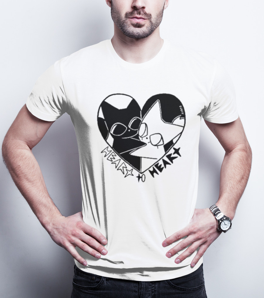 Heart To Heart Everpress Black And White Cat T-Shirt