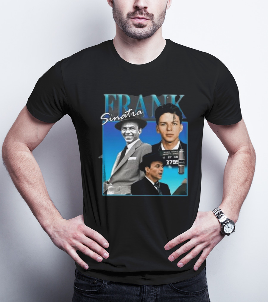 Frank Sinatra Classic Blue Portrait Montage T-Shirt
