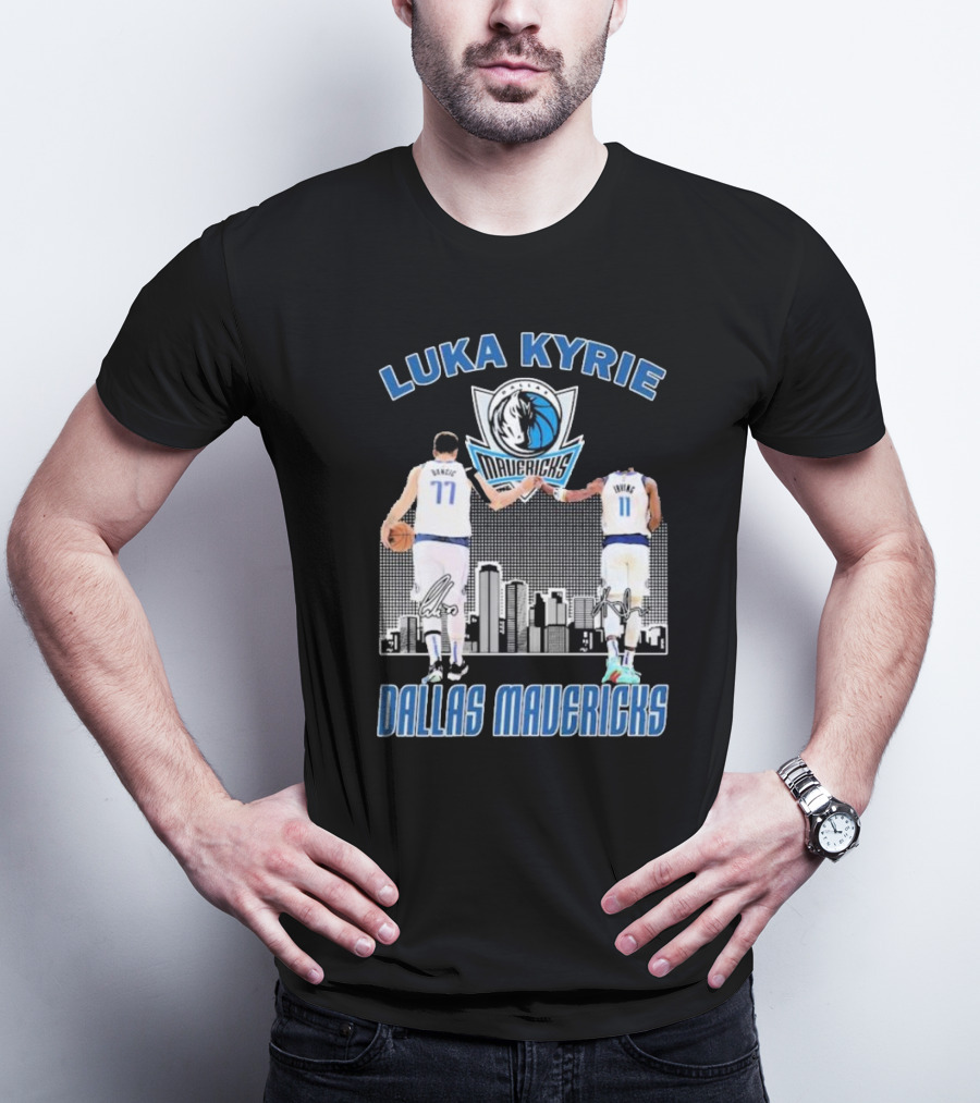 Luka Kyrie Signature Dallas Mavericks City Skyline Basketball T-Shirt
